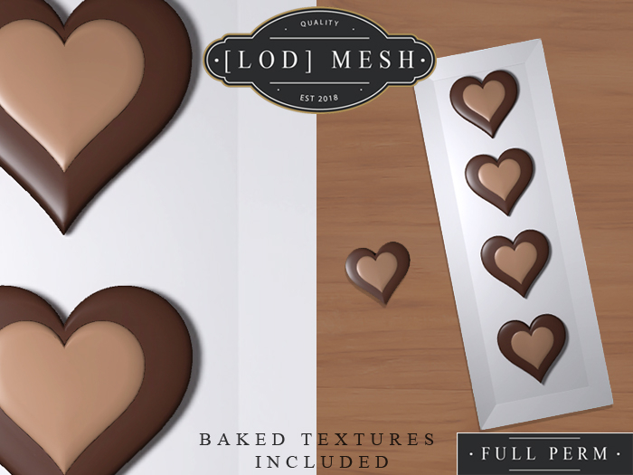 Second Life Marketplace - [LOD Mesh] Full Perm. Chocolate Hearts